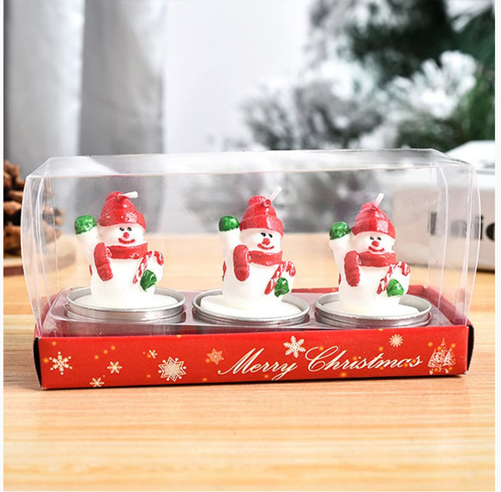Hedontachy Delicate Christmas Snowman Candle Set of 3 Packs for Christmas Party Home Garden Outdoor Patio Decoration