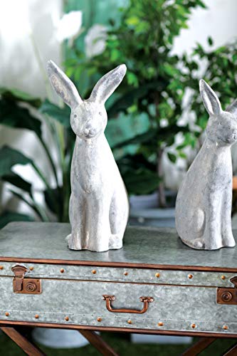 Deco 79 Polystone Rabbit Decorative Garden Sculpture Indoor Outdoor Garden Statue, Outdoor Sculpture 7" x 8" x 20", Gray