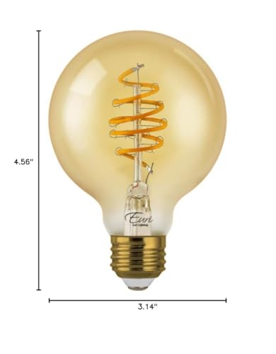 Euri Lighting VG25-3020ad, Dimmable LED G25 Filament, 4.5W, 250lm, 80 CRI, Warm White (2200K), 320° Beam, E26, 120V, Amber Glass, Wet Rated, UL, 2YR, 15K HR WTY, One Count
