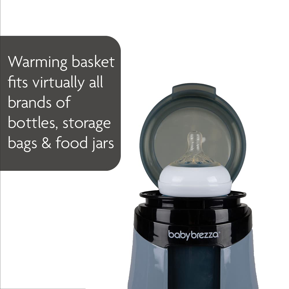 Baby Brezza Safe & Smart Electric Baby Bottle Warmer, Breastmilk Warmer + Baby Food Warmer + Defroster - Universal Warmer Fits All Feeding Bottles: Glass + Plastic β Wireless Bluetooth Control, Slate