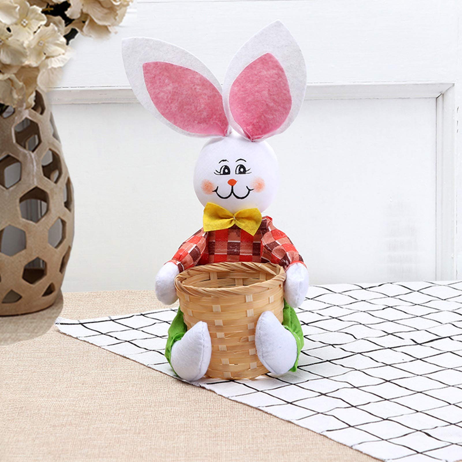 Easter Gift Baskets Empty Easter Basket for Children Easter Hamper Kids Easter Gifts Cute Bunny Easter Basket Eggs Candy Gifts Storage Rabbit Basket Easter Decoration Home Decor for Easter Day Green