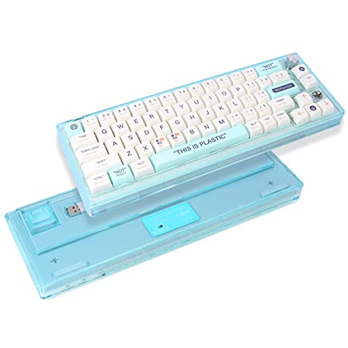 BOYI TD66 RGB Tri-Mode Hot Swappable 65% Mechanical Gaming Keyboard with Knob,66 Key 2.4Ghz/Bluetooth 5.0/Wired Gateron Yellow Switch Programmable Keyboard for Mac/Win/Gamers(Plastic XDA Keycaps)