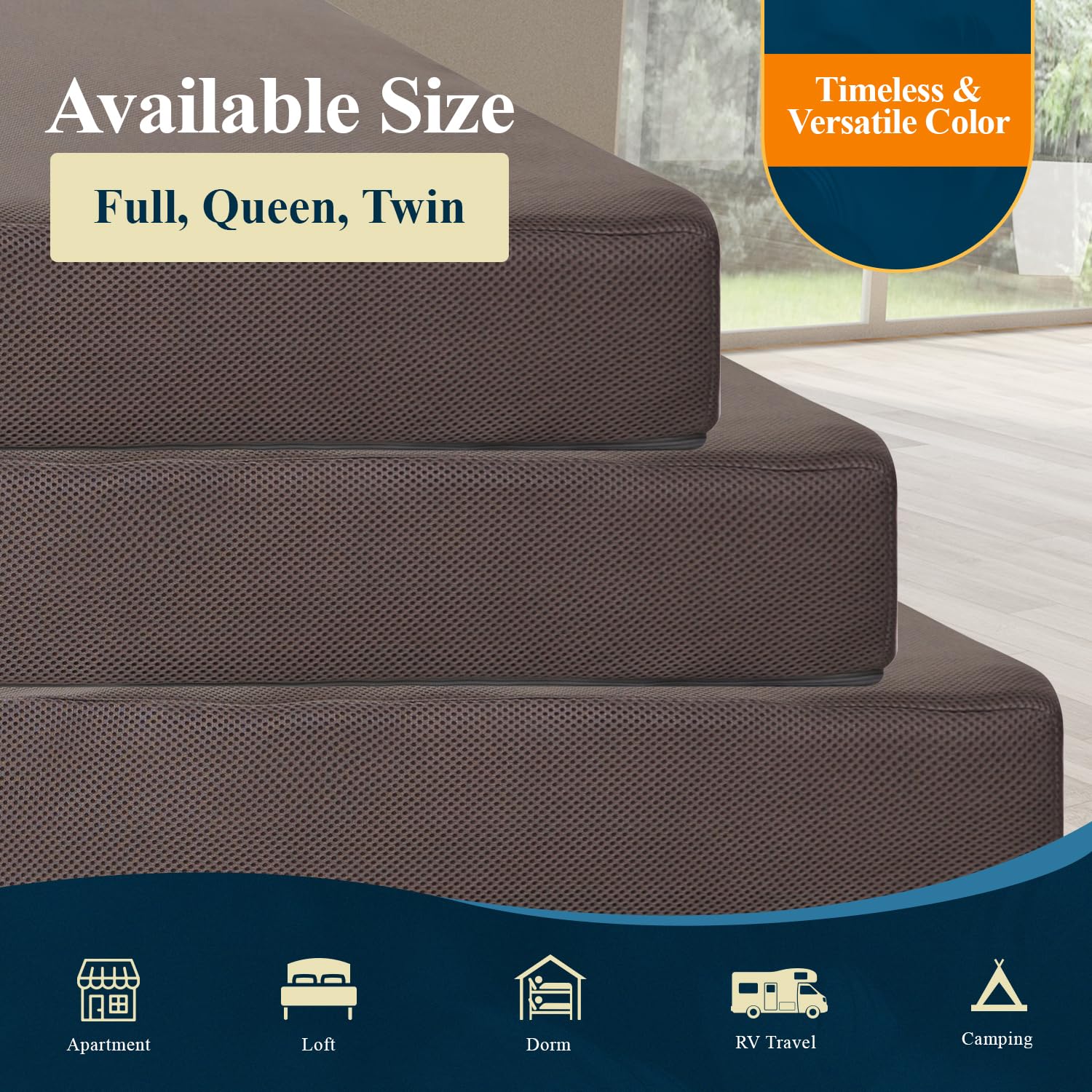 Homease Premium Tri-Fold Mattress Folding Foam Mattress Sofa Bed with Washable Cover| Convertible Chair Bed for Home Guest, Room, Office| Travel-Friendly Portable Foldable Mattress (Queen)