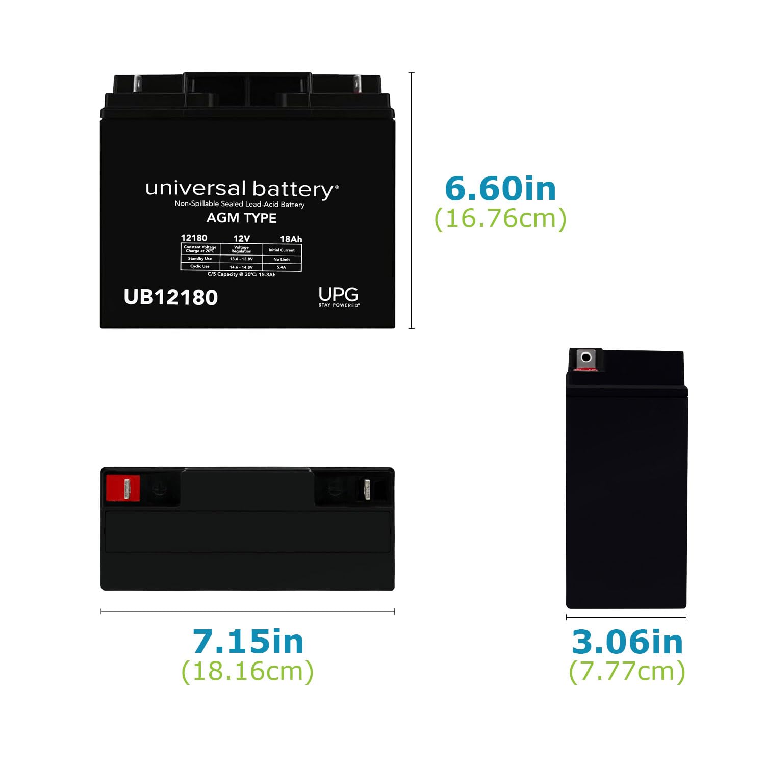 UPG UB12180 D5745 AGM 12V 18AH 12 Volt 18 Amp SLA Battery