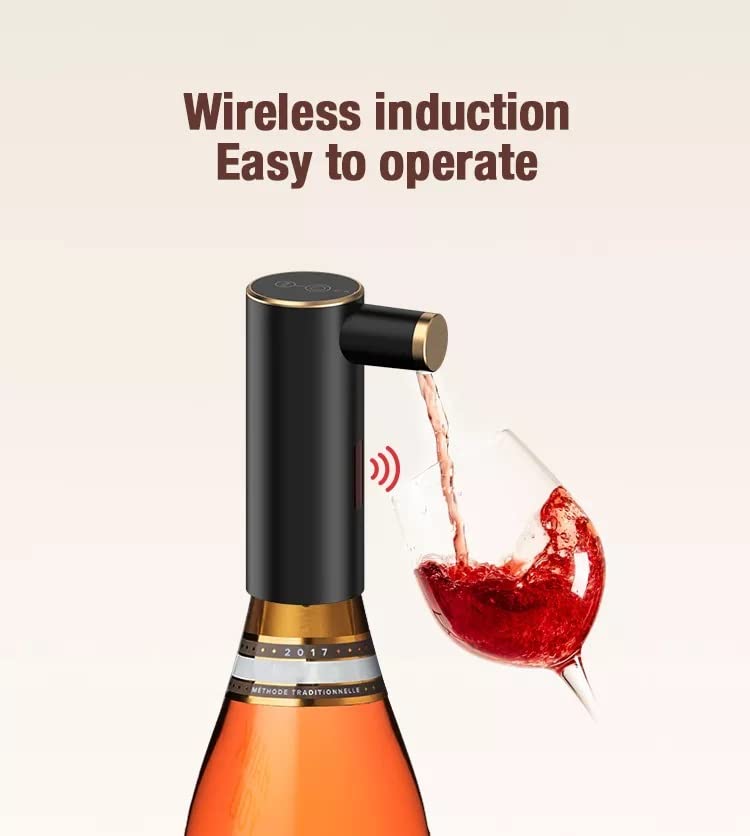 Automatic/Manual Wine Aerator, USB Rechargeable Wine Pump Dispenser Electric Aeration and Decanter Wine Spout Pourer, Red & White Wine Accessories Automatic Aerator β White