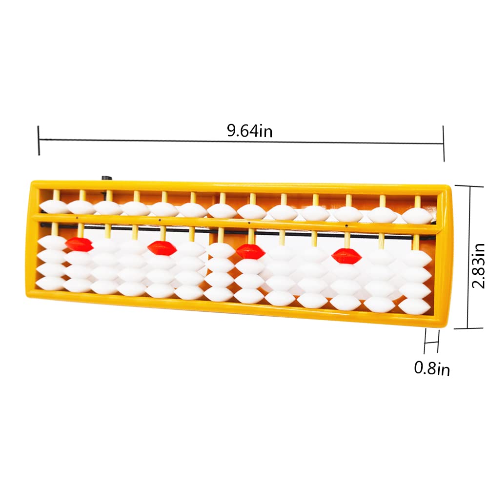 DMHMXZ Abacus,Soroban, Abacus for Adults, Professional 13 Column Abacus for Math with Reset Button,Digits and Educational Learning Tool (9.8 inch)
