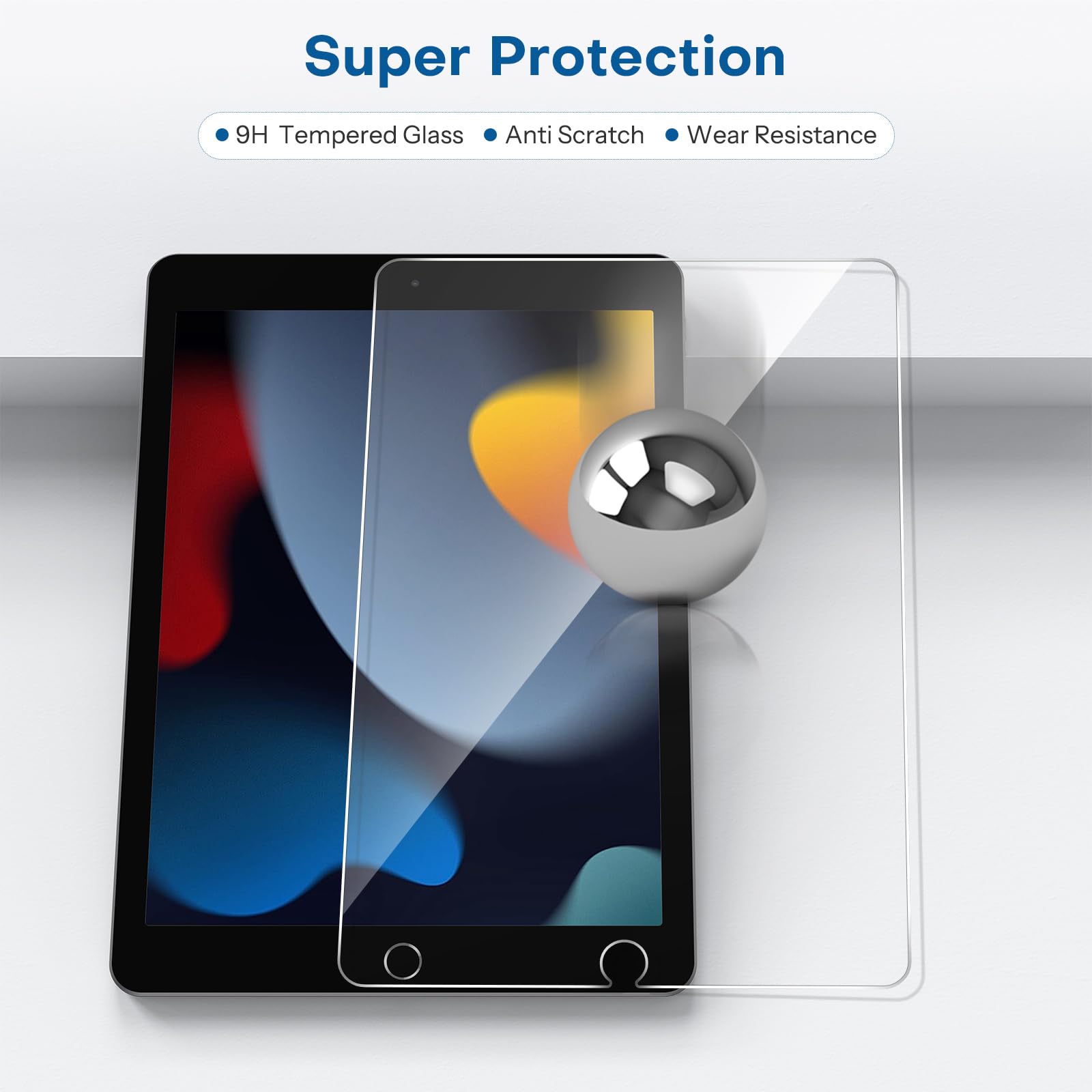 SPARIN 3 Pack Screen Protector for iPad 9th 8th 7th Generation 10.2 Inch (2021/2020/2019 Model), Tempered Glass for iPad 10.2