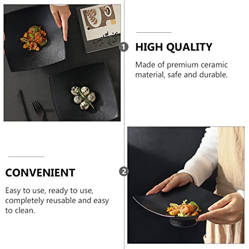 BESTonZON Square Dinner Plates, serving platters serving trays dessert plate Matte Black Serving