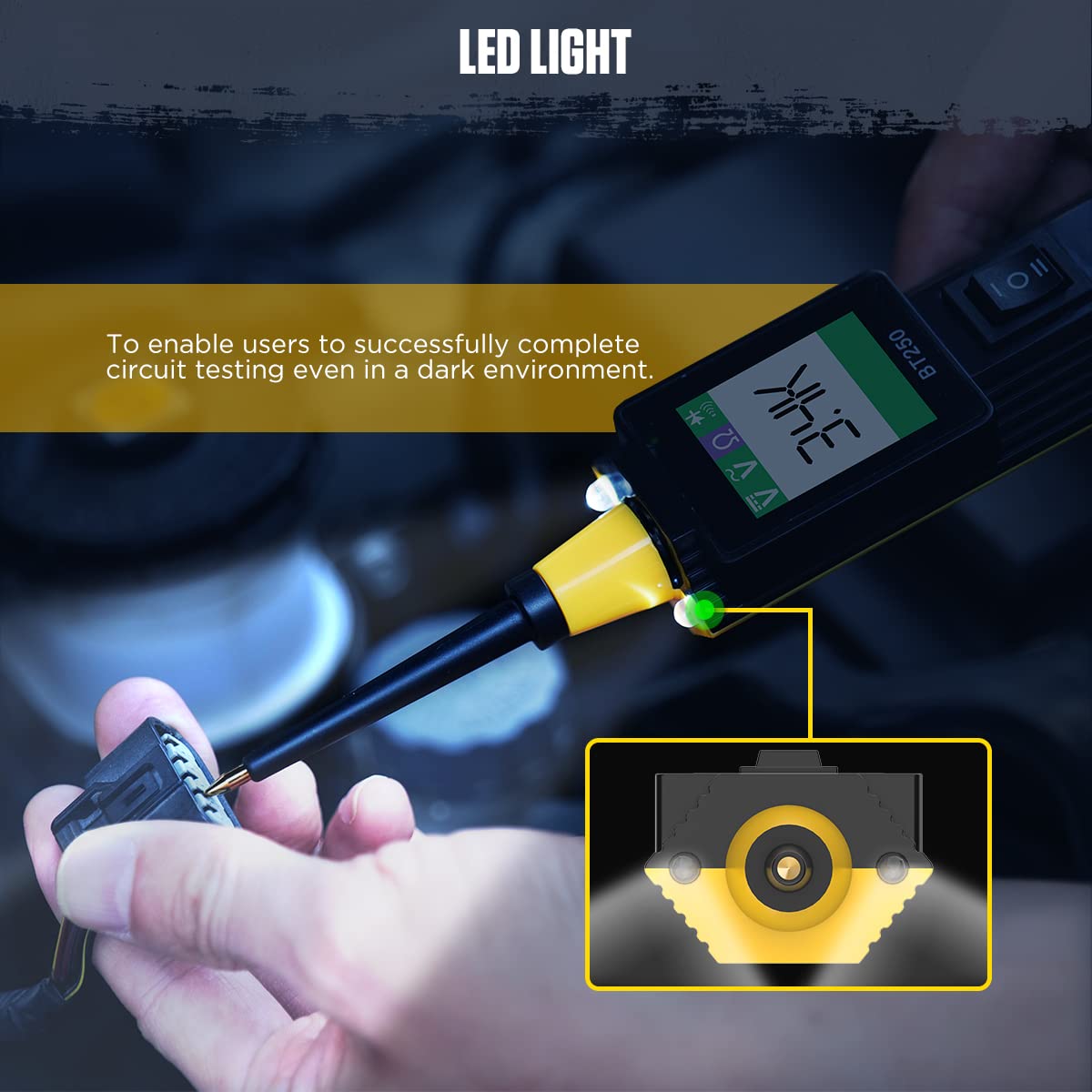 Automotive Circuit Probe Kit, 12V 24V Car Circuit Tester Electrical System Tool, Digital Voltage Tester, Multimeter, Short Finder,Relay Fuse Tester,AC DC Diode Resistance Tester
