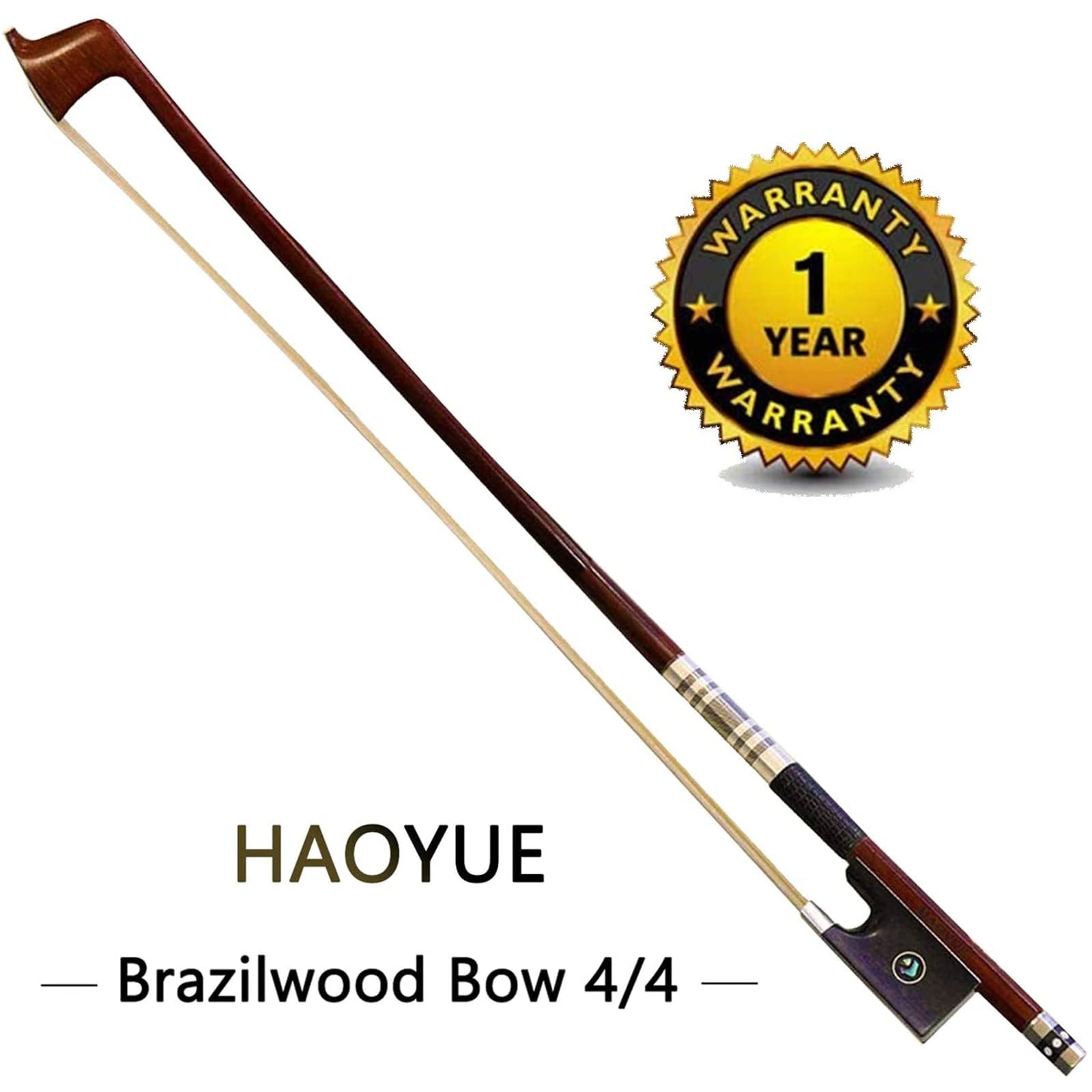 HAOYUE Violin Bow - Lightweight Violin Bows 4/4 Full Size - Brazilwood Violin Bow-Crescent Balanced Bow-Violin Bow Professional(Red)