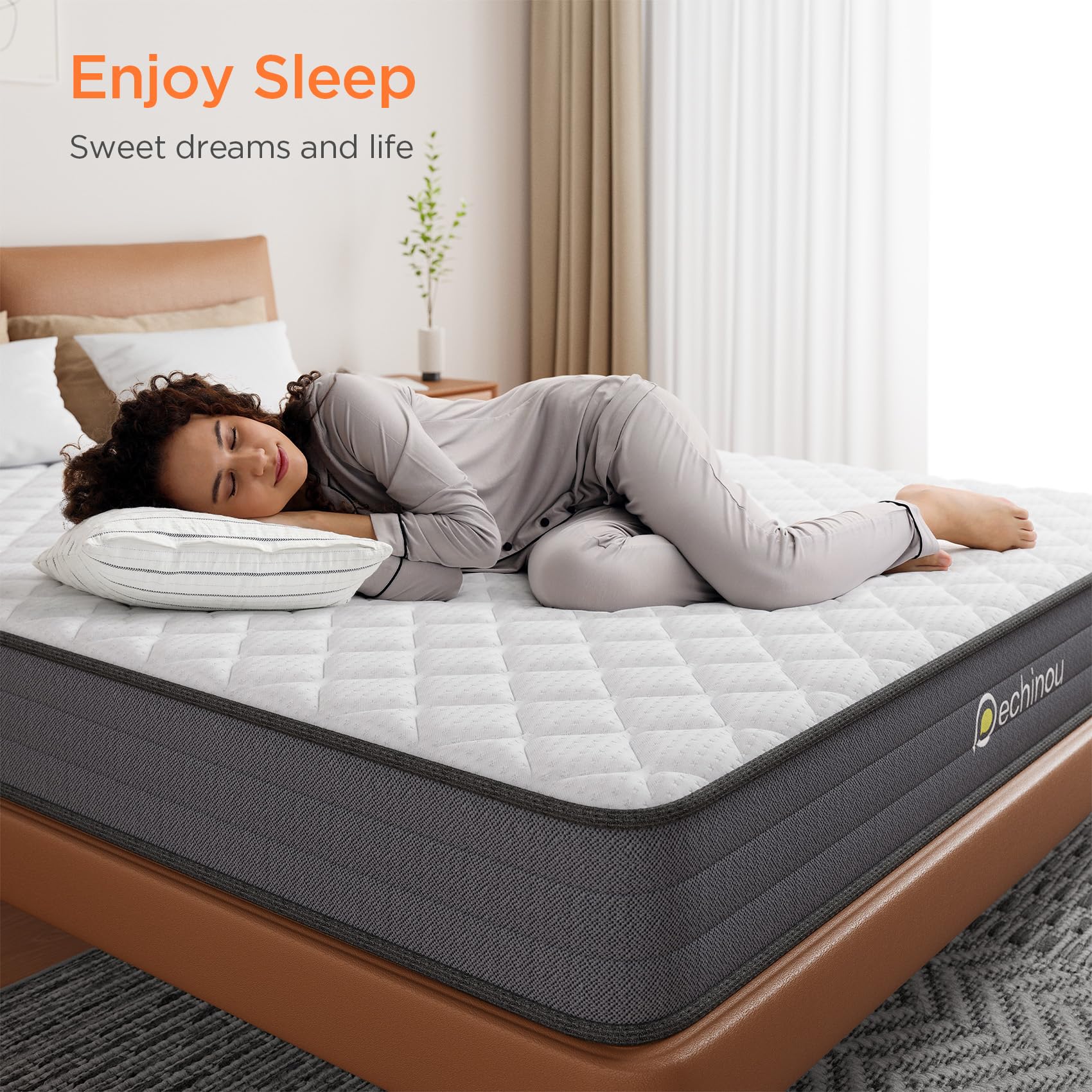 PECHINOU Full Size Mattresses, 6 Inch Hybrid Full Mattress in a Box with Memory Foam & Spring for Edge Support, Motion Isolation, Pressure Relief, Medium Firm Full Mattress, CertiPUR-US