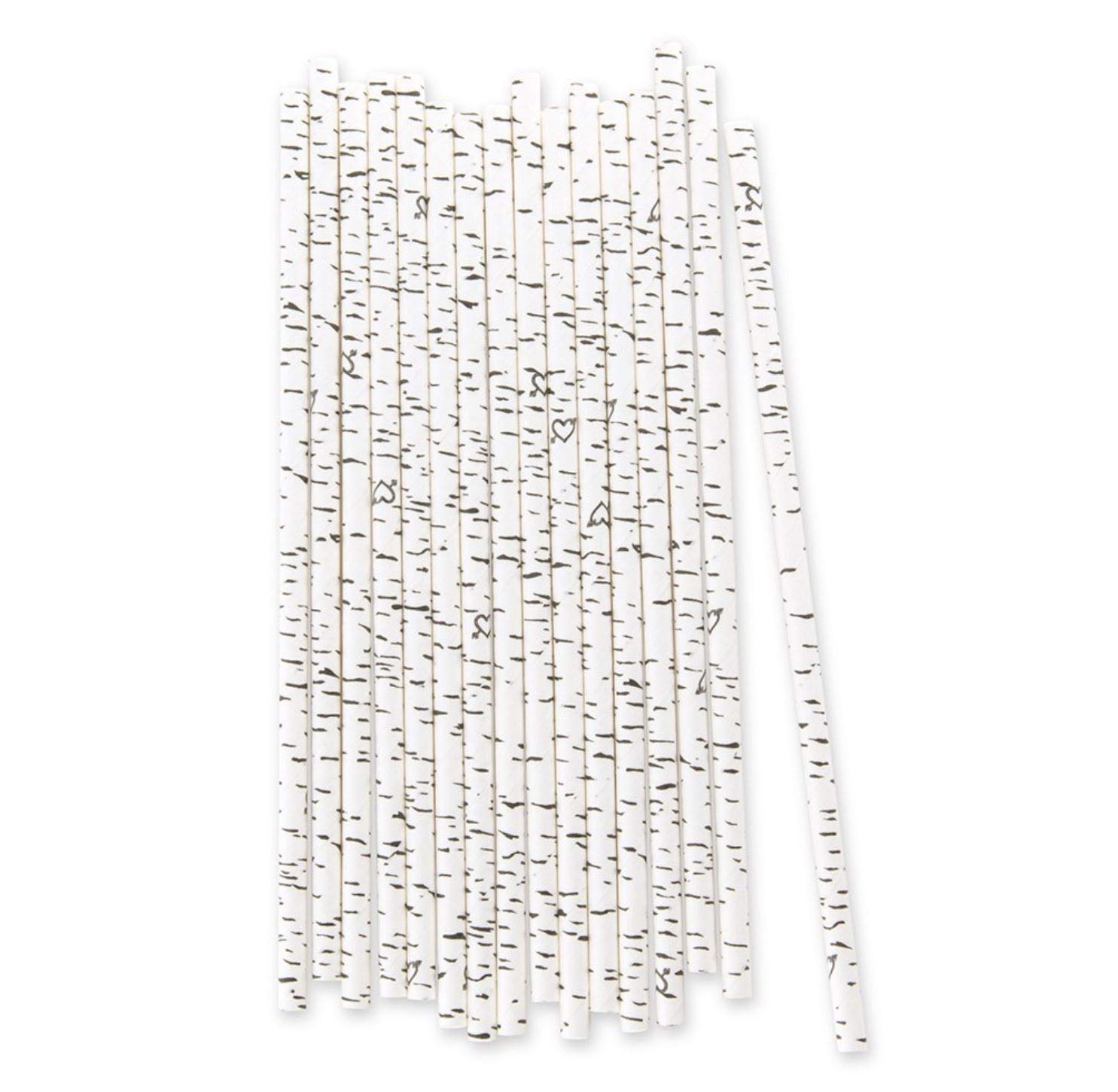 Birch Bark Love Print Paper Drinking Straw (Pack of 25)