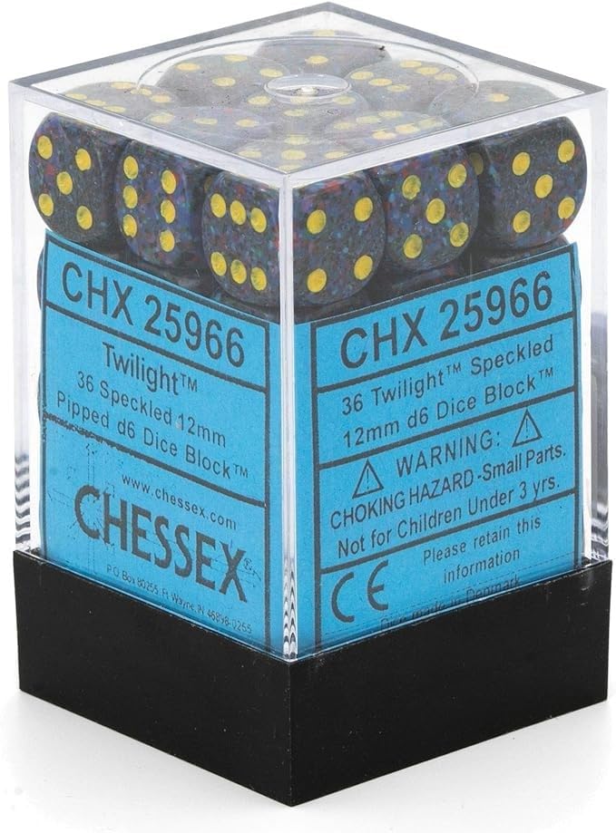 DND Dice Set-Chessex D&D Dice-12mm Speckled Twilight Plastic Polyhedral Dice Set-Dungeons and Dragons Dice Includes 36 Dice β D6
