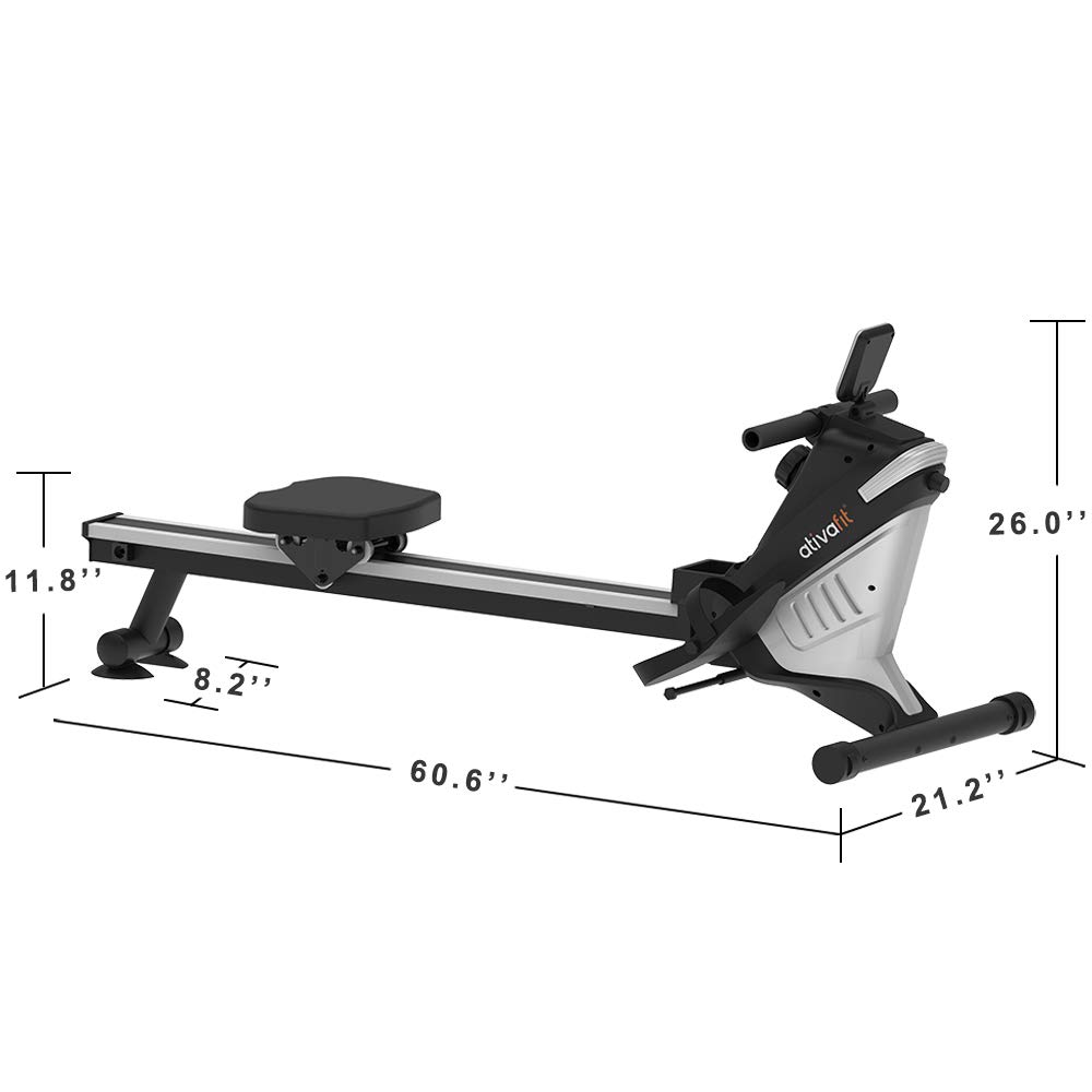 ATIVAFIT Magnetic Rower Rowing Machine 8 Level Adjustable Resistance Exercise for Whole Body with LCD Monitor for Home Use Folding Magnetic Rower