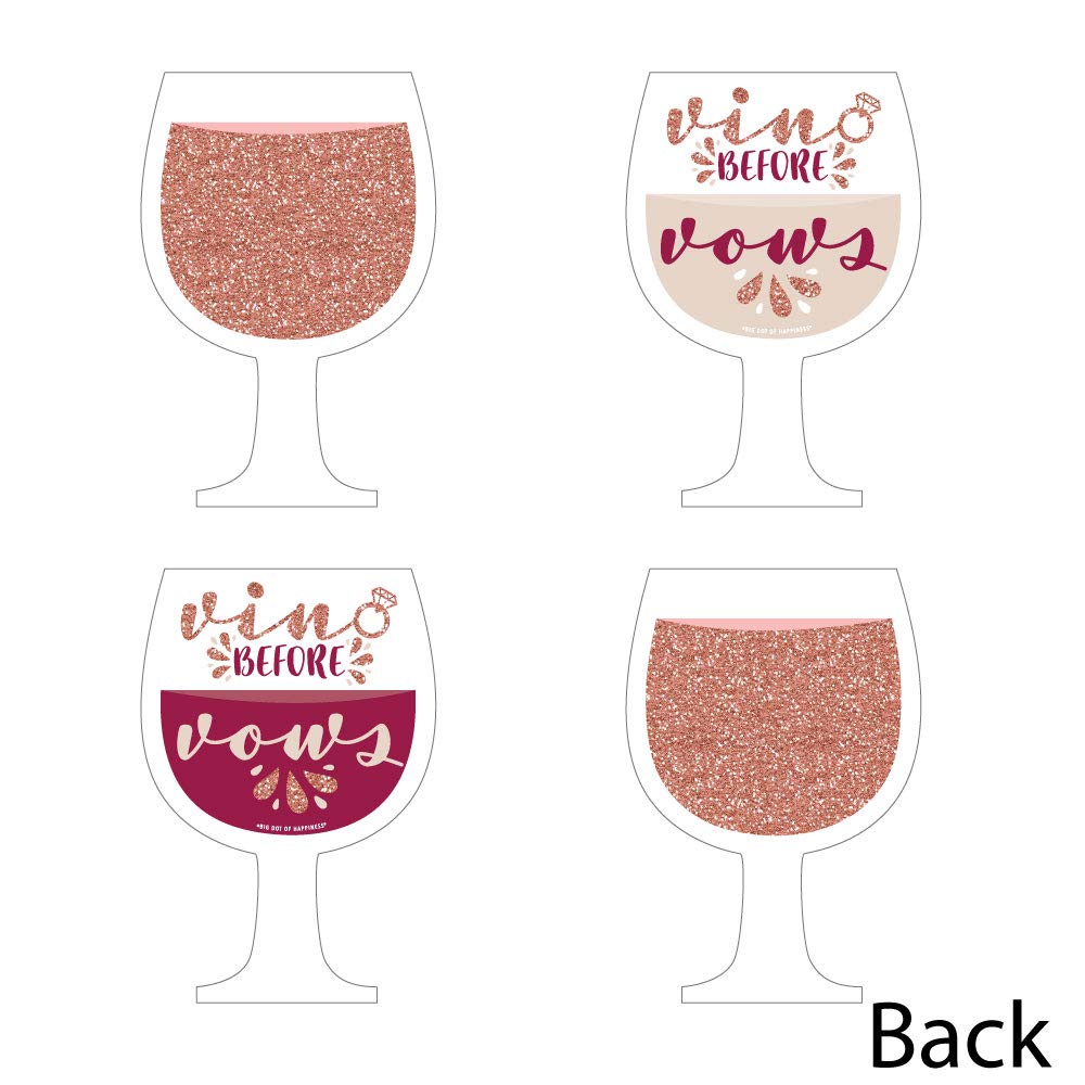 Big Dot of Happiness Vino Before Vows - Wine Glass Decorations DIY Winery Bridal Shower or Bachelorette Party Essentials - Set of 20
