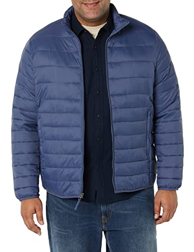Amazon Essentials Men's Packable Lightweight Water-Resistant Puffer Jacket (Available in Big & Tall), Indigo, Medium