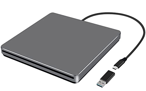NOLYTH External CD DVD Drive USB 3.0 Type-C Slot-in CD/DVD Burner Slim DVD Player for Laptop Disk Drive CD Reader Optical Drive CD ROM External Drive for Laptop Mac PC Windows MacBook Apple Desktop