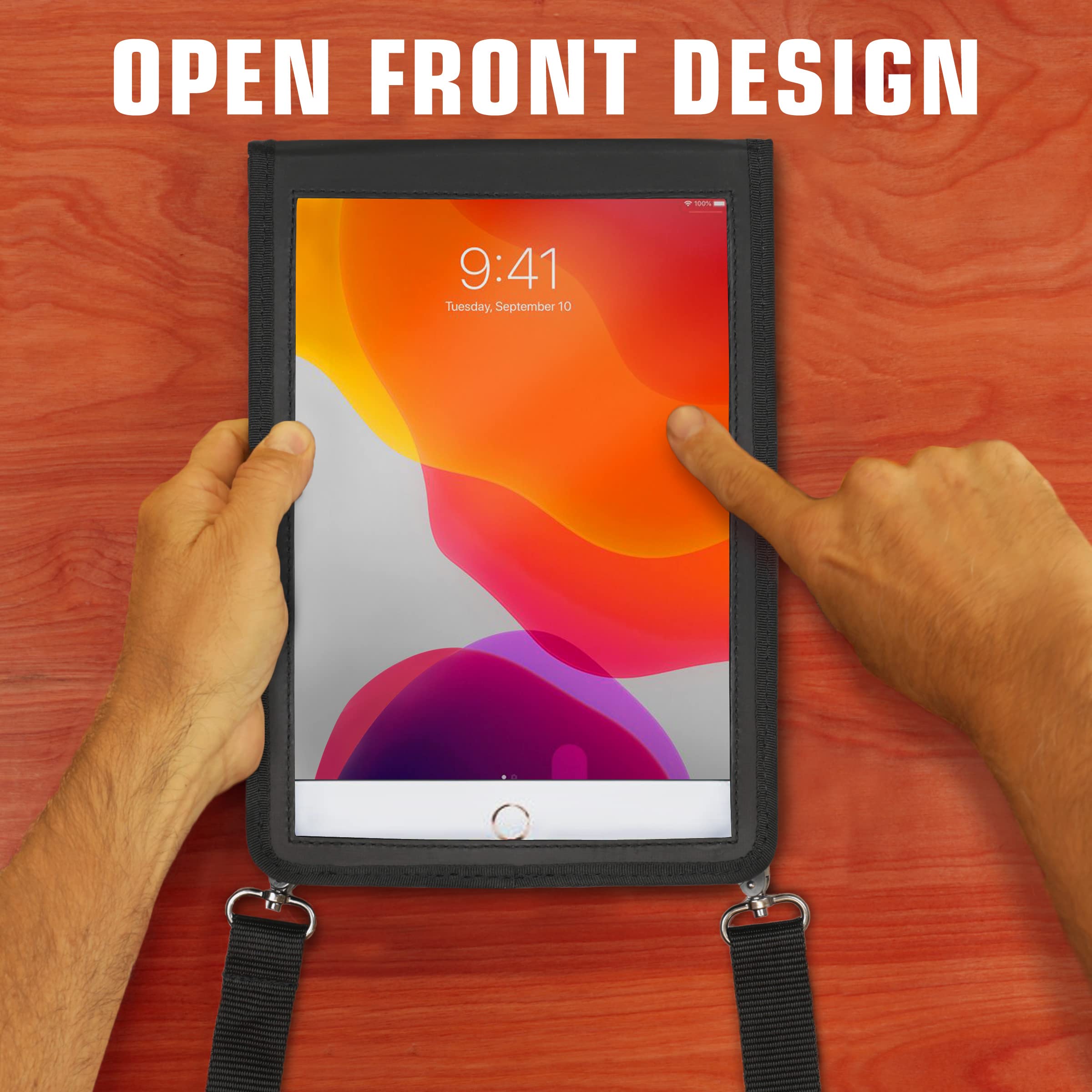 USA Gear Tablet Sleeve - Tablet Carrying Case with Open Front Design & Shoulder Strap - Compatible with Samsung Galaxy Tab 9.6, iPad 5th-9th Gen, 9.7" iPad Air 2 and iPad Pro, and More 9" Tablets