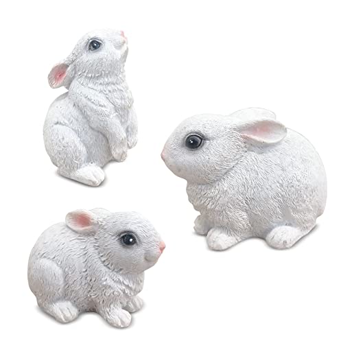 Bunny Indoor Statue Garden Decor, Cute Rabbit Figurine Ornaments, Outdoor Statues for Yard, Micro Landscape Decoration, Easter Bunnies Statue, Moss Landscape DIY Terrarium Ornaments
