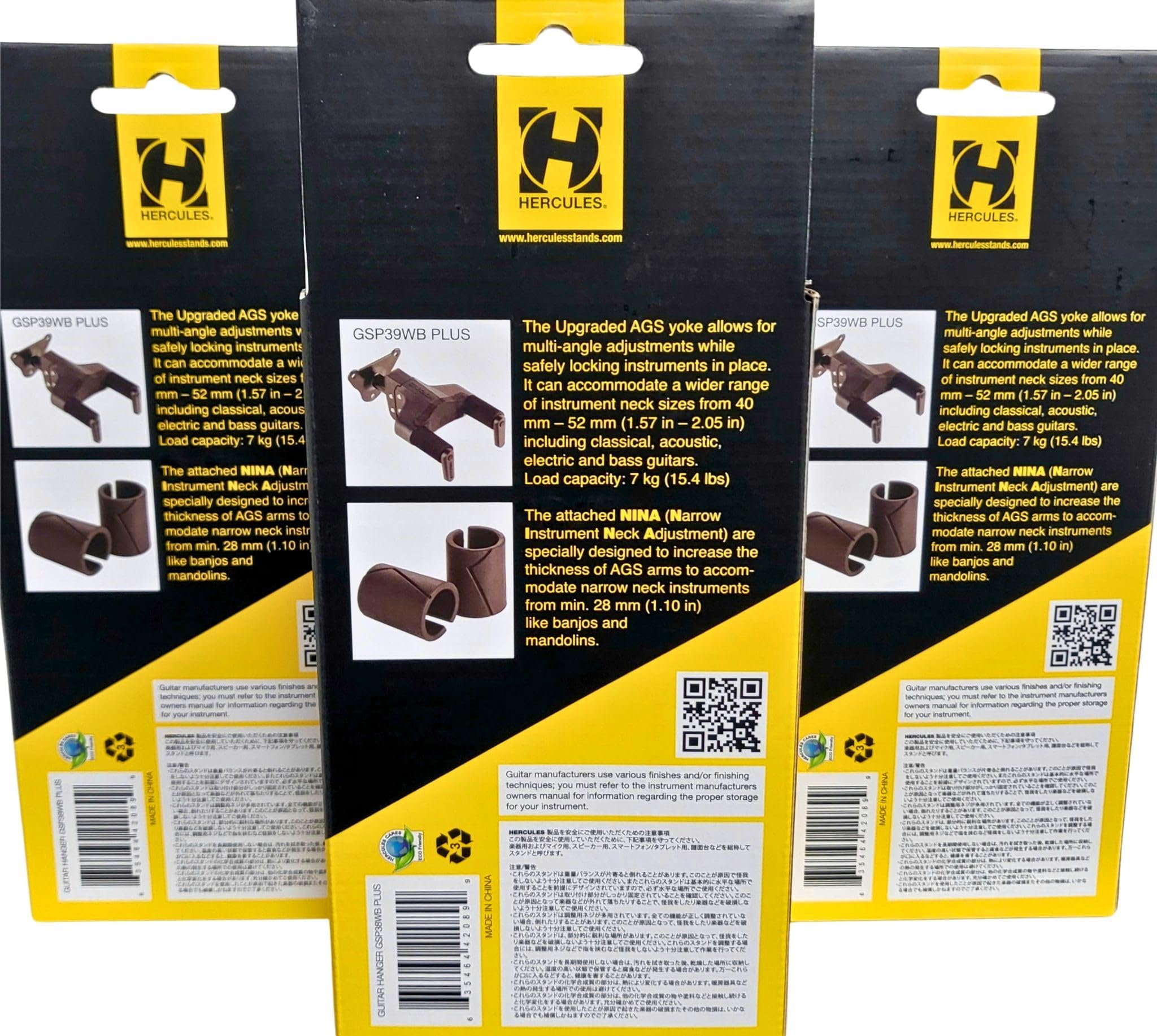 Hercules GSP38WB-PLUS Auto-Swivel Yoke Hanger 3-Pack