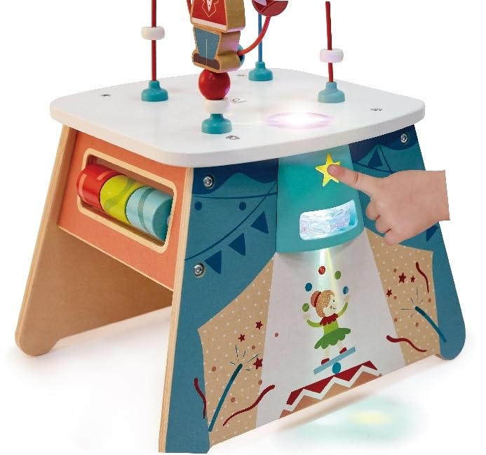 Hape Light-Up Circus Activity Cube | Bright Activity Center Development Play Set Toy for Toddlers