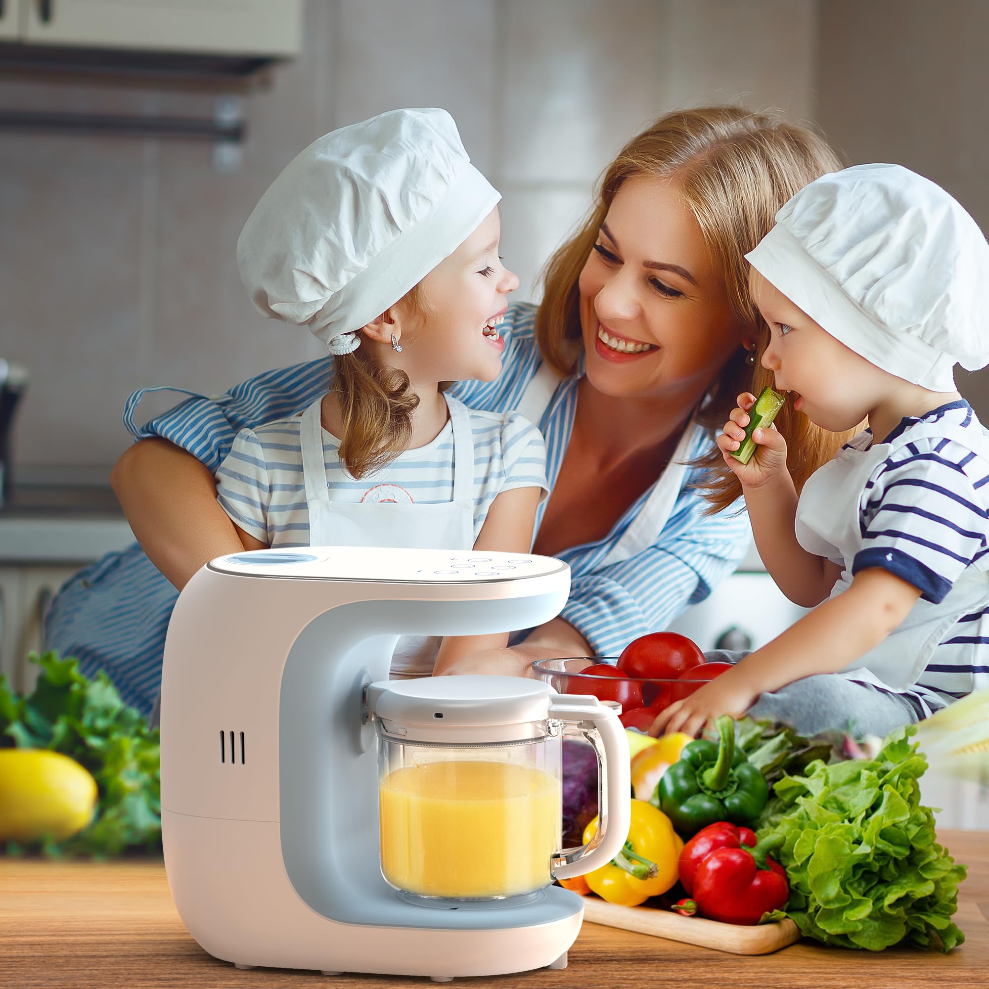 Baby Food Processor Maker Steamer and Blender, Multi-Functional Food Steamer Puree Grinder Machine, Auto Cooking & Shut-Off, Touch Control Panel, Defrost & Steaming Baby Food Mills
