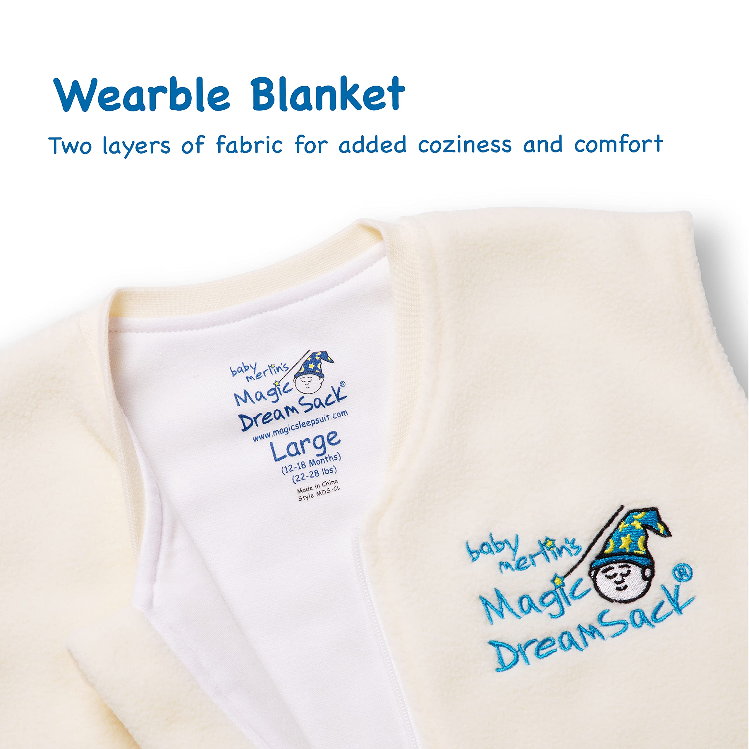 Baby Merlin's Magic Dream Sack Walker - Microfleece Baby Wearable Blanket - Cream - Baby Sleep Sack 12-18 Months