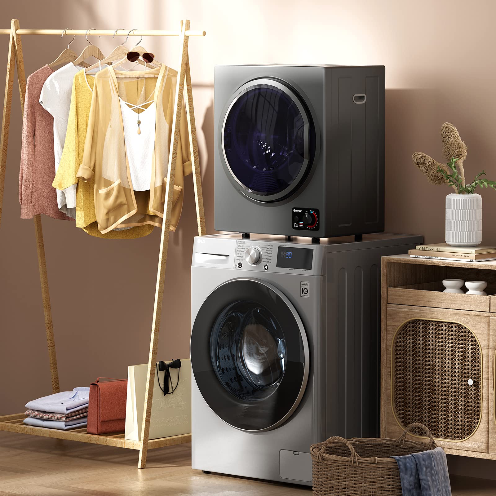 ARLIME Compact Laundry Dryer, Portable Clothes Dryers W/4 Automatic Drying Mode, Small Electric Laundry Dryer W/Stainless Steel Drum & Control Panel For Apartments, Dorm 110V 900W, Grey