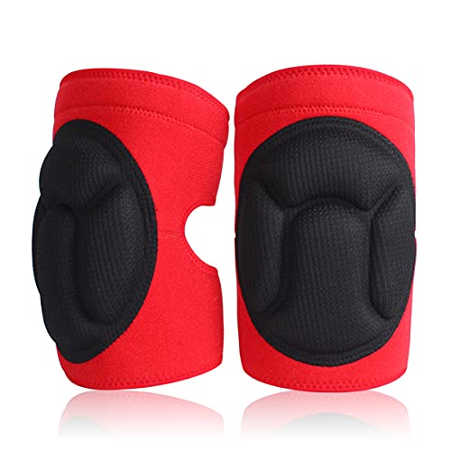 Audance Womens Knee Pads, Knee Pads for Women with Thick EVA Foam Padding Protective Pads Suitable for Women House Cleaning Gardening Work Dance Yoga(L), Red, Large