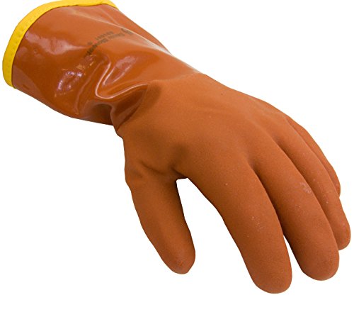 Bellingham SB4601L Snow Blower Insulated Gloves, 100% Waterproof Double-Dipped PVC Coating, Flexible to -4° Fahrenheit, Large,Orange