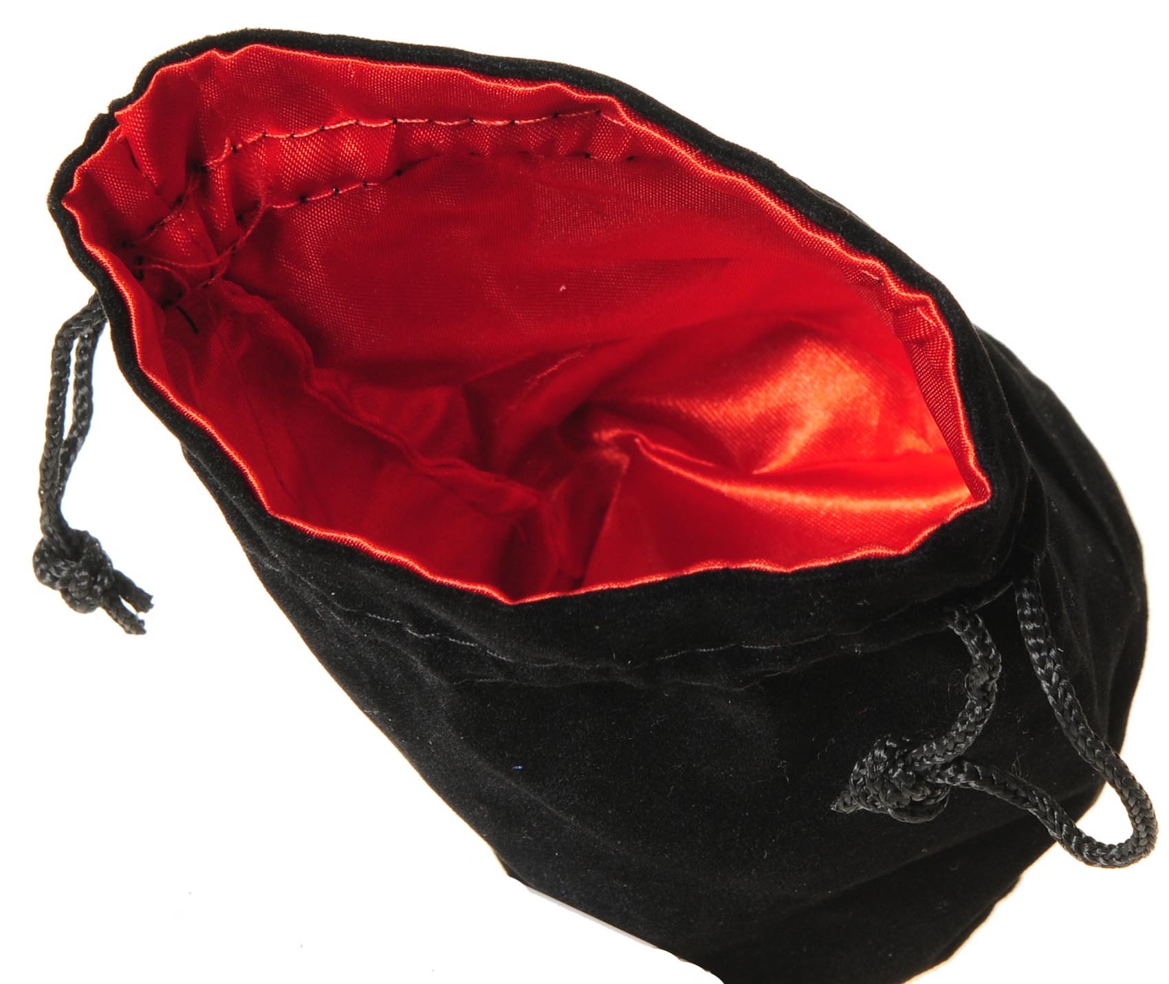Deluxe Games and Puzzles Drawstring Dice Pouches, Black Velvet, Red Satin Lined, 3 x 5 Inches, Bundle of 4 Pouches