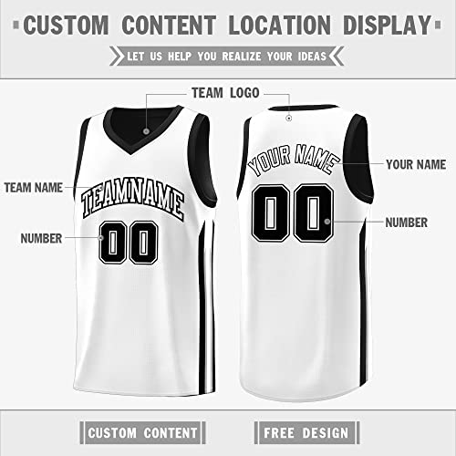 Custom Reversible Basketball Jersey for Men Kids,90s Hip Hop Sportswear Print Personalized Team Name Number Logo