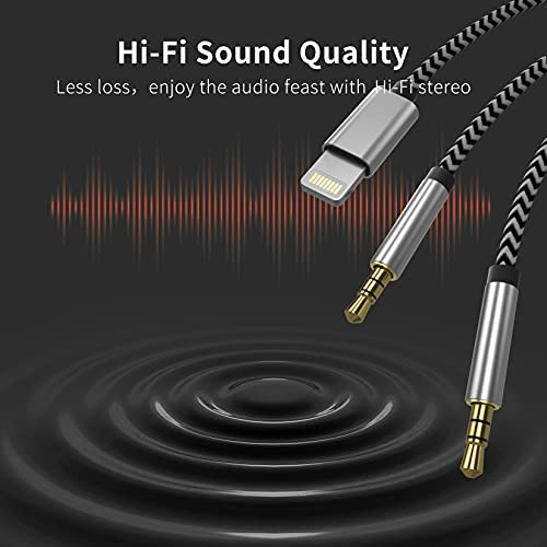 Aux Cord for iPhone, [Apple Mfi Certified] 3-in-1 iPhone Headphones Jack iPhone to car 3.5mm Aux Cord, Lightning to aux Adapter Compatible with iPhone 14/14Pro/13/13 Pro/13 Pro Max/12/12 Pro Max/11