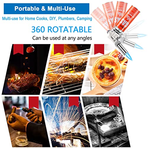 Butane Torch Kitchen Blow Lighter - Japan's Original Culinary Torches Head Chef Cooking Professional Adjustable Flame with Stabilizing Stand for Creme Brulee, Baking, BBQ (Butane Fuel Not Included)