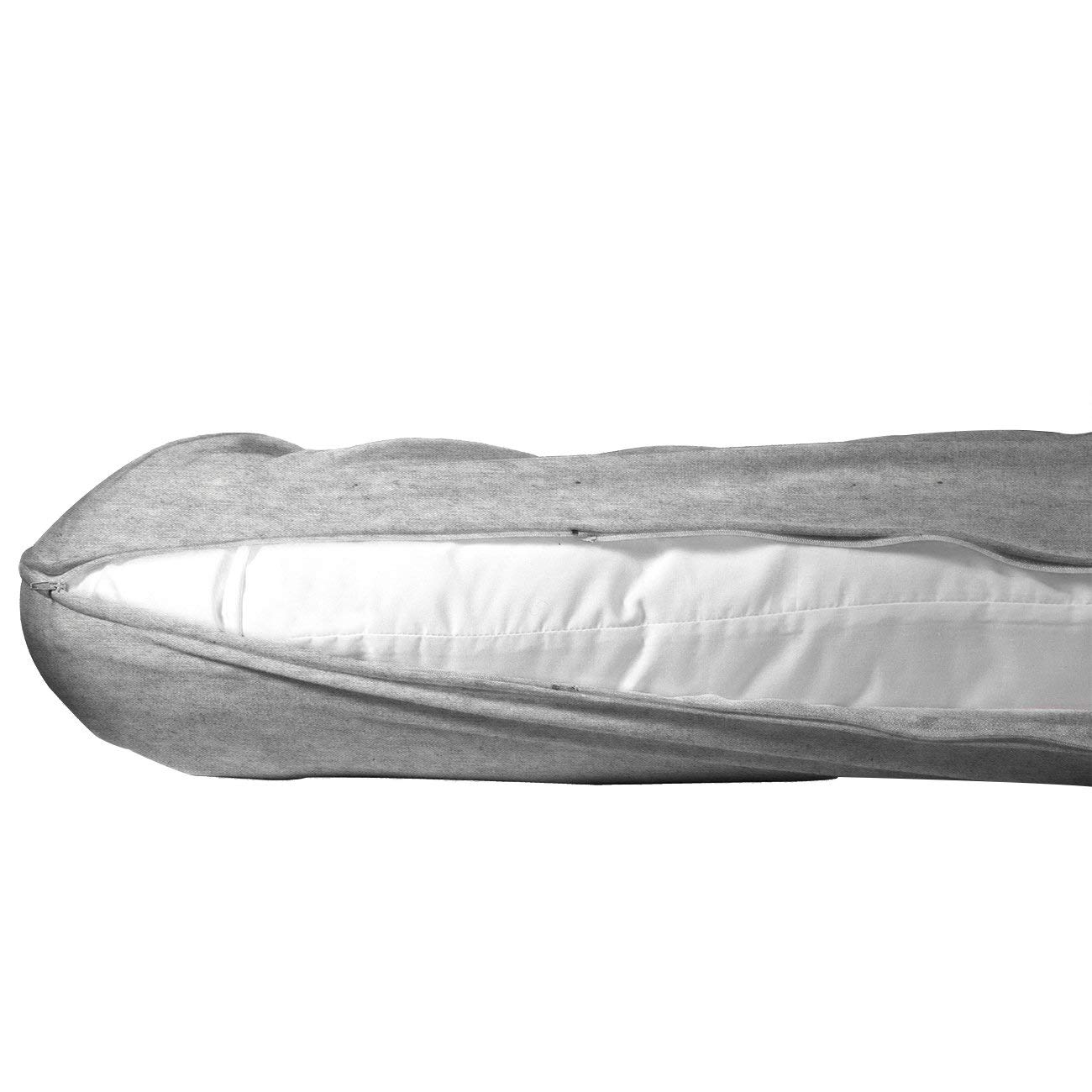 Betty Dain Stretch Jersey Pregnancy/Maternity Pillowcase C-Shape Compatible, 100% Cotton Stretch Jersey, Dual Zippers and Stretch Fabric, Machine Washable, 60" x 25" inches, Gray