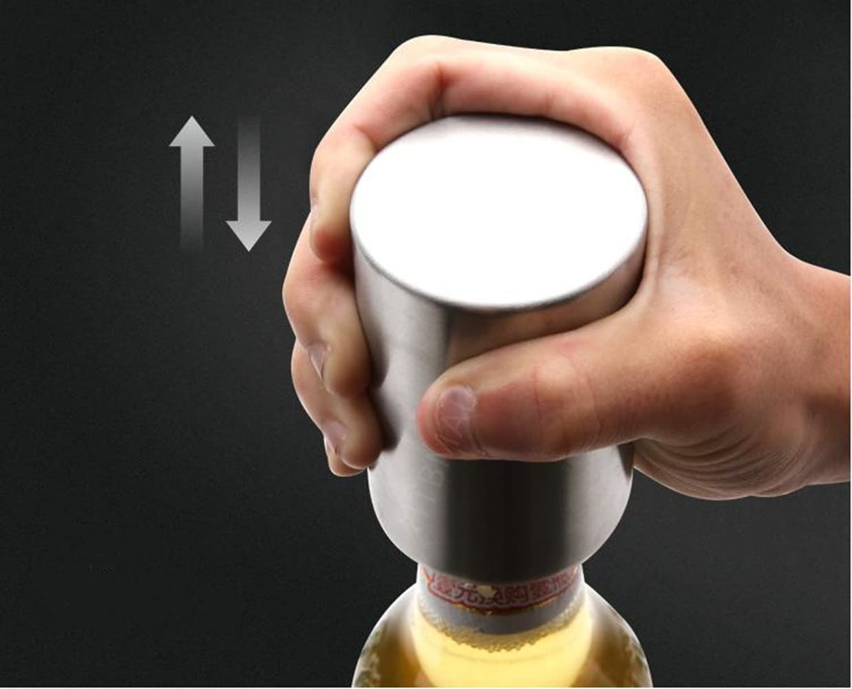 Beer Bottle Opener, Magnetic Automatic Stainless Steel Push Down Opener, No Cap Can Escape, Quick Open Cap for Kitchen Home Bar Restaurant Household Utensils