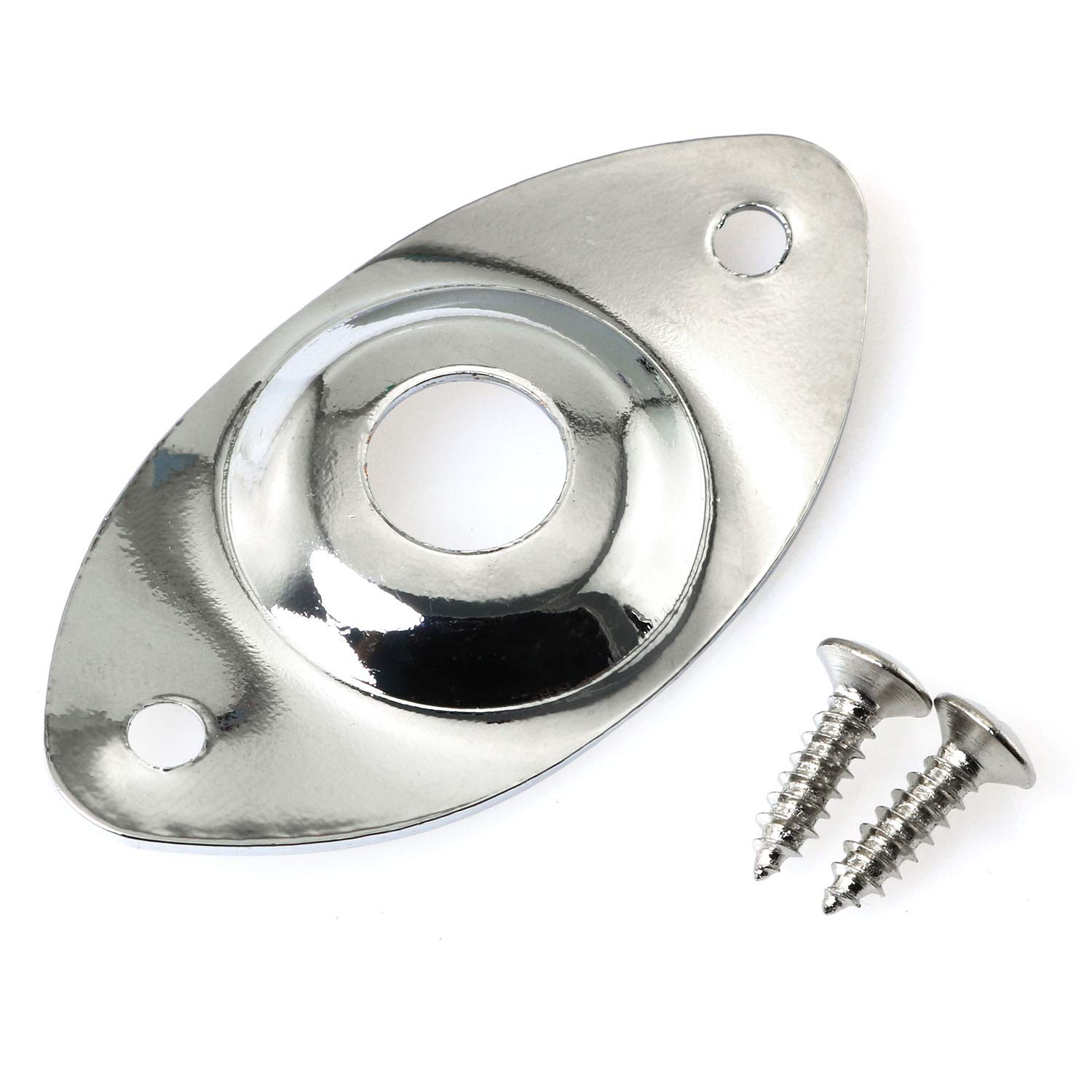 E-outstanding Oval Jack Plate Metal Indented Curved Football Shape Output Socket Plug Plate With Screws for Guitar Bass Silver