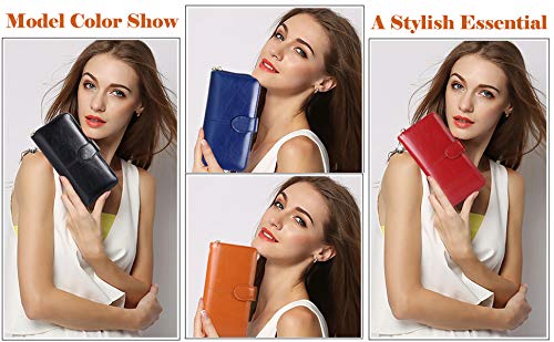 FFpaw Women Wristlet Wallet Large Capacity RFID Blocking PU Leather Clutch Wallet Travel Zipper Purse for Girls