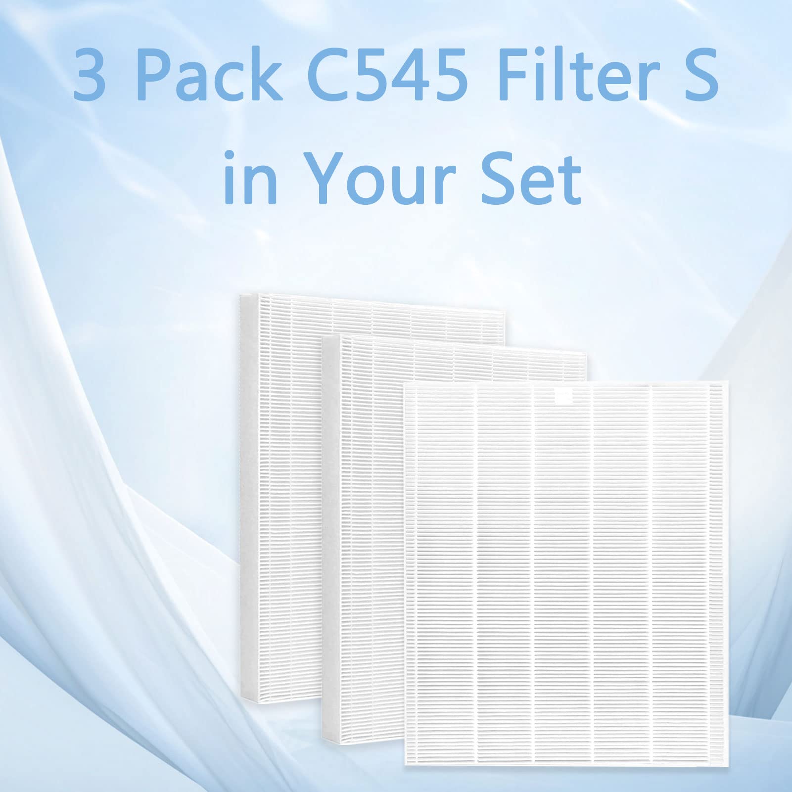 FFsign C545 Replacement Filter S Compatible with Winix C545, P150, B151, Filter for Part NO.1712-0096-00, 3 Pack Filter S