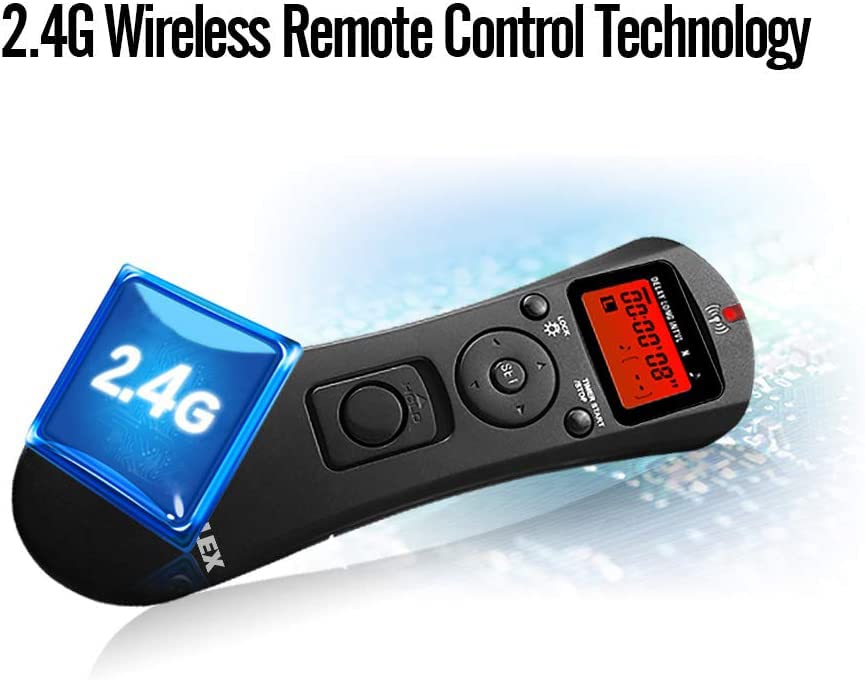 PHOTOOLEX Intervalometer Digital Camera Remote Shutter Release Controller LCD Timer Control 2.4G Wireless for Canon EOS Rebel T6 T7 80D 70D 60D 60Da 77D T7i T6i T6s SL2 SL1 T5 T3 T5i T4i T3i T2i