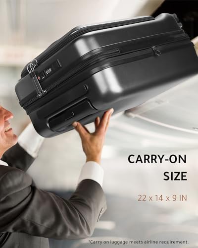 Carry on Luggage Luggage 22x14x9 Airline Approved, PC Hard Shell Suitcase with USB Port, Expandable Luggage with Laptop Compartment