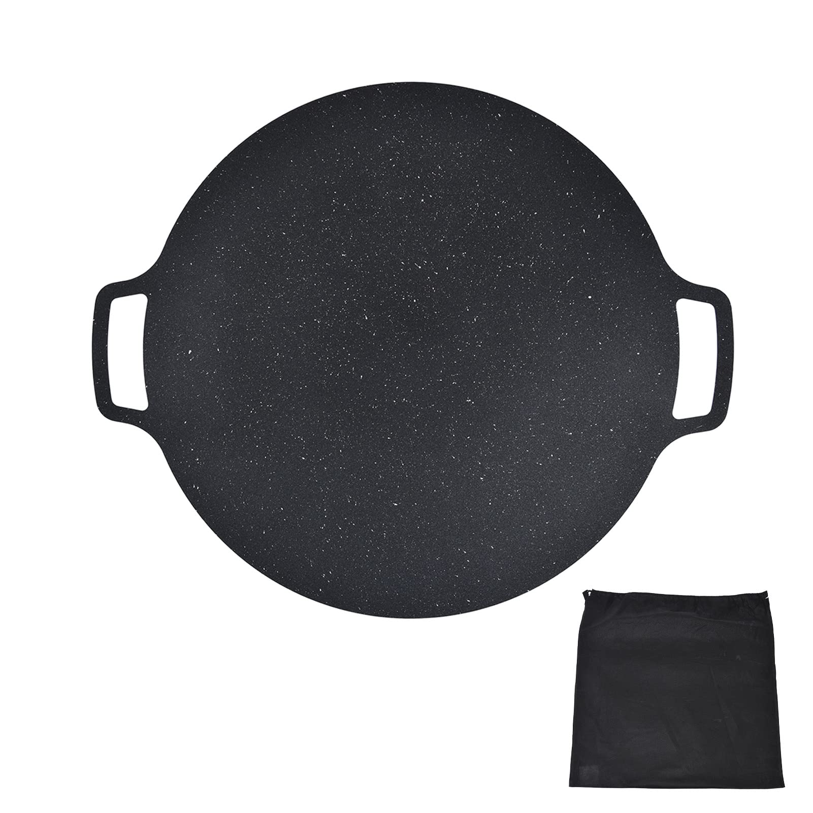 BBQ Grill Pan, Korean BBQ Grill Pan Iron Nonstick Round Grilling Tray BBQ Cast Iron Grill Pan for Outdoor Pork Belly Pancakes (30CM)