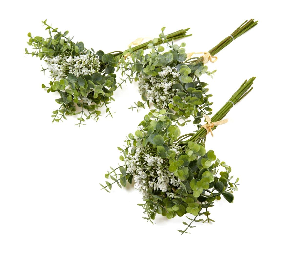 RUJIU 36Pieces/lot Artificial Plant Silk Plastic Flowers Eucalyptus Leaves Stems Branches Floral Bouquets Wreath Arrangement Home Table Garden Wedding Greenery Decoration (Gypsophila with Eucalyptus)