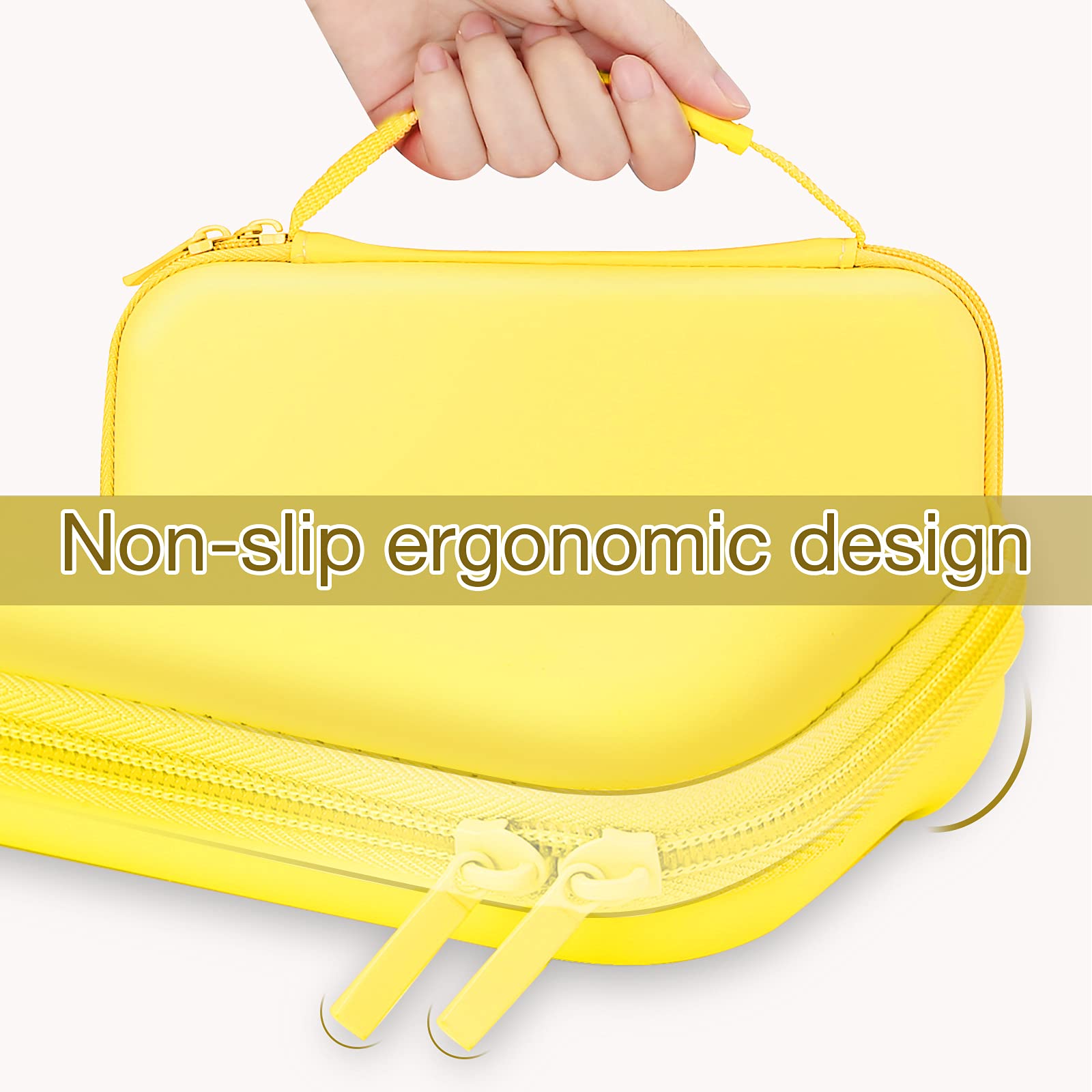 HEYSTOP Compatible with Switch Lite Carrying Case, Switch Lite Case with Soft TPU Protective Case Games Card 6 Thumb Grip Caps for Nintendo Switch Lite Accessories Kit(Yellow)