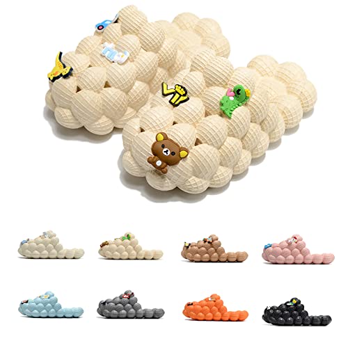 Bubble Slides for Kids, Boys Girls Cloud Slides,Non-Slip Open Toe Breathable Pool Slippers, Comfy Cushioned Thick Sole House Slippers Bedroom Shower Slippers