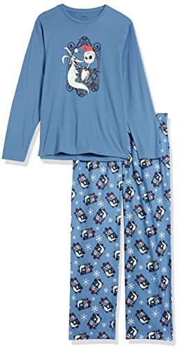 Amazon Essentials Disney | Marvel | Star Wars Men's Flannel Pajama Sleep Sets, Nightmare Santa Jack - Mens, Medium