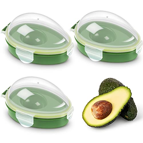 Avocado Keeper 3 Pieces Reusable Avocado Storage Container Individual Avocado Saver Avocado Pod Avocado Cover Avocado Holder Organizer for Refrigerator Fridge to Keep Avocado Fresh (Clear, Green)