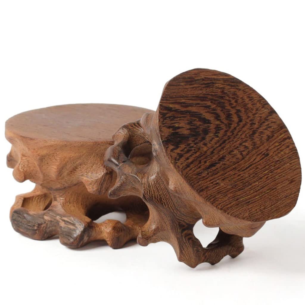 Bonsai Base Round Base Rosewood Handicraft Base Plant Cushion Elevated Solid Wood Teapot Ornaments Root Carving Base Suitable for Home Garden Decoration Indoor Plant Stands (Size : A)