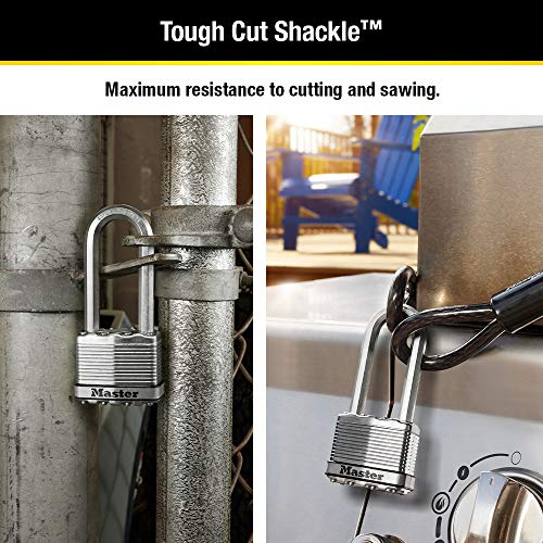 Master Lock M5XTLJ Magnum Heavy Duty Outdoor Padlock with Key, 2 Pack Keyed-Alike,Silver
