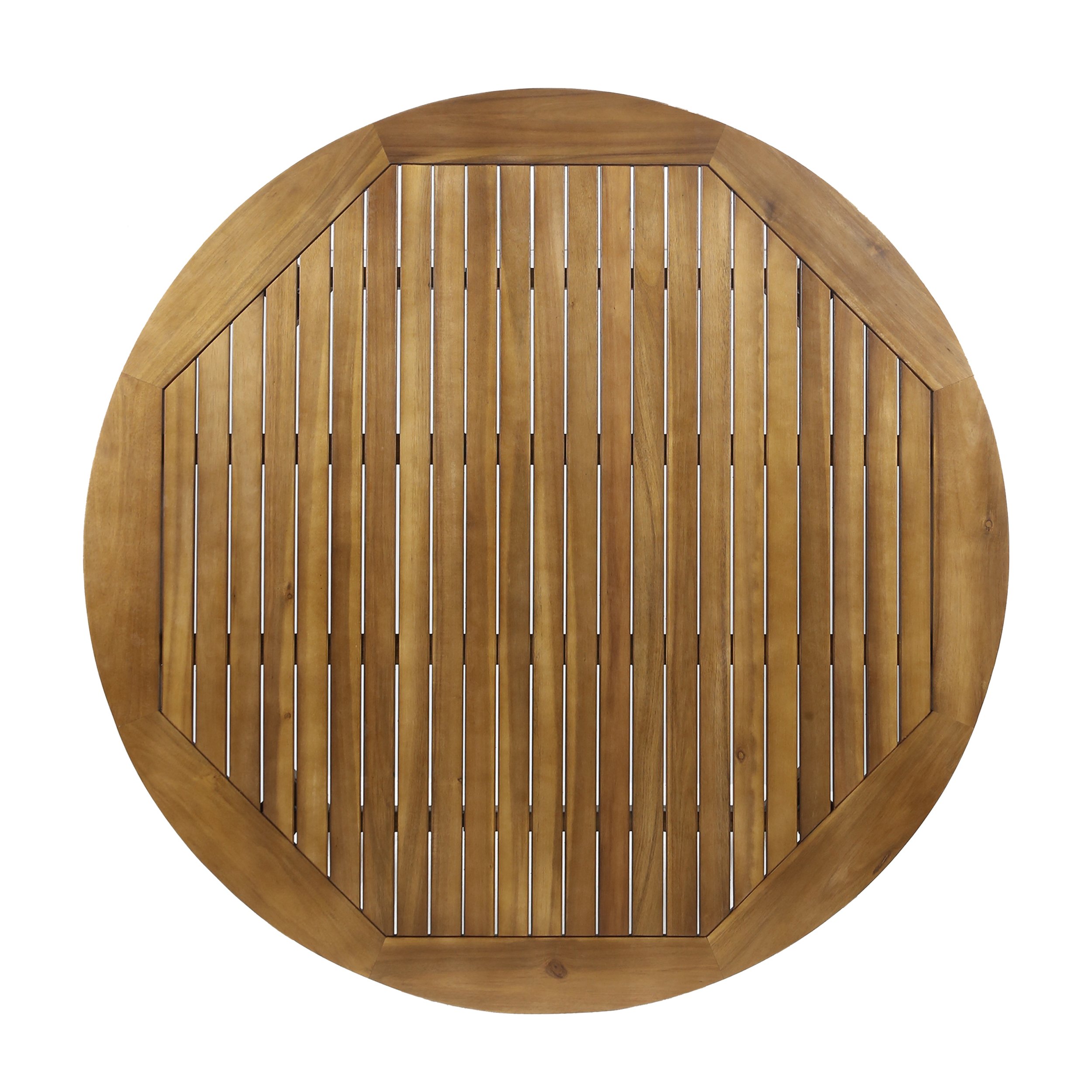Christopher Knight Home Nick Outdoor Acacia Wood Round Dining Table, Teak Finish